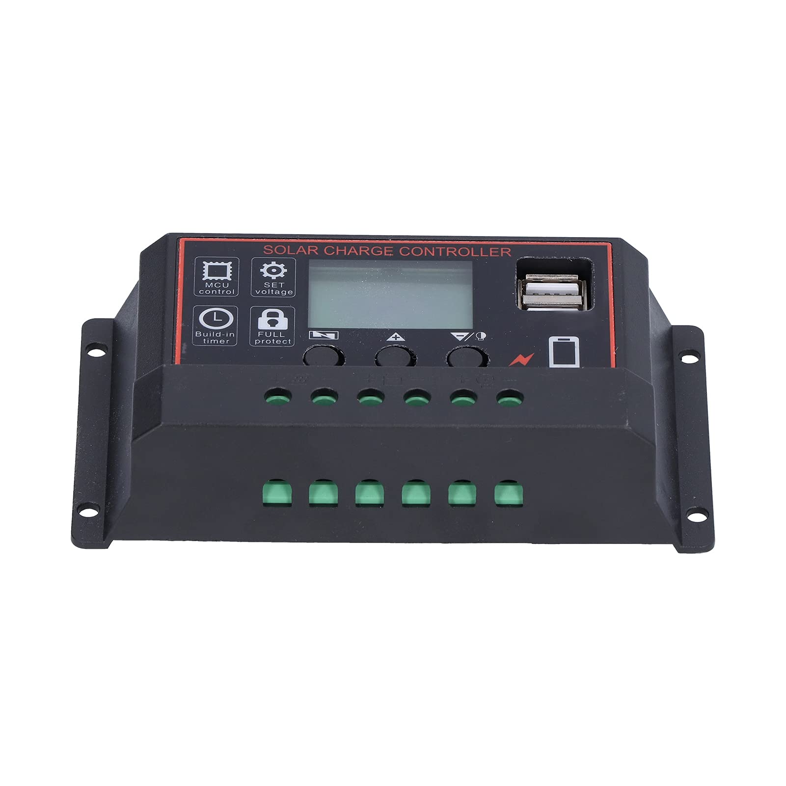 Walfront Smart Controller 3A Dual USB Solar Battery Panel Charging Protection Device Solar Battery Regulator with LCD Display 12V/24V(30A), Solar Controller