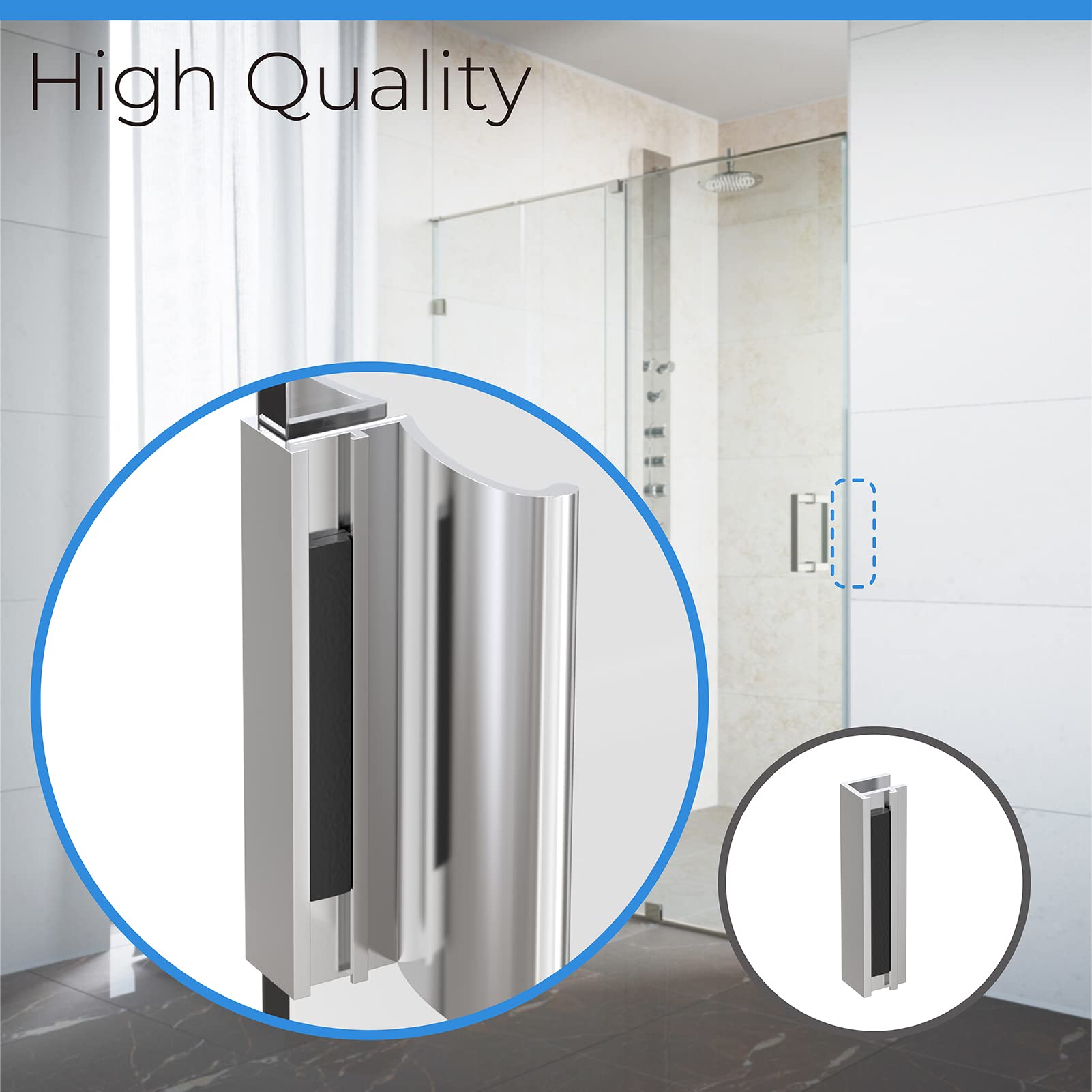 Upgrade Shower Door Magnet - 2-1/2" Long Glass Shower Door Magnet Replacement for Swing Shower Doors Shower Door Handles Shower Door Strike Jamb (Black)