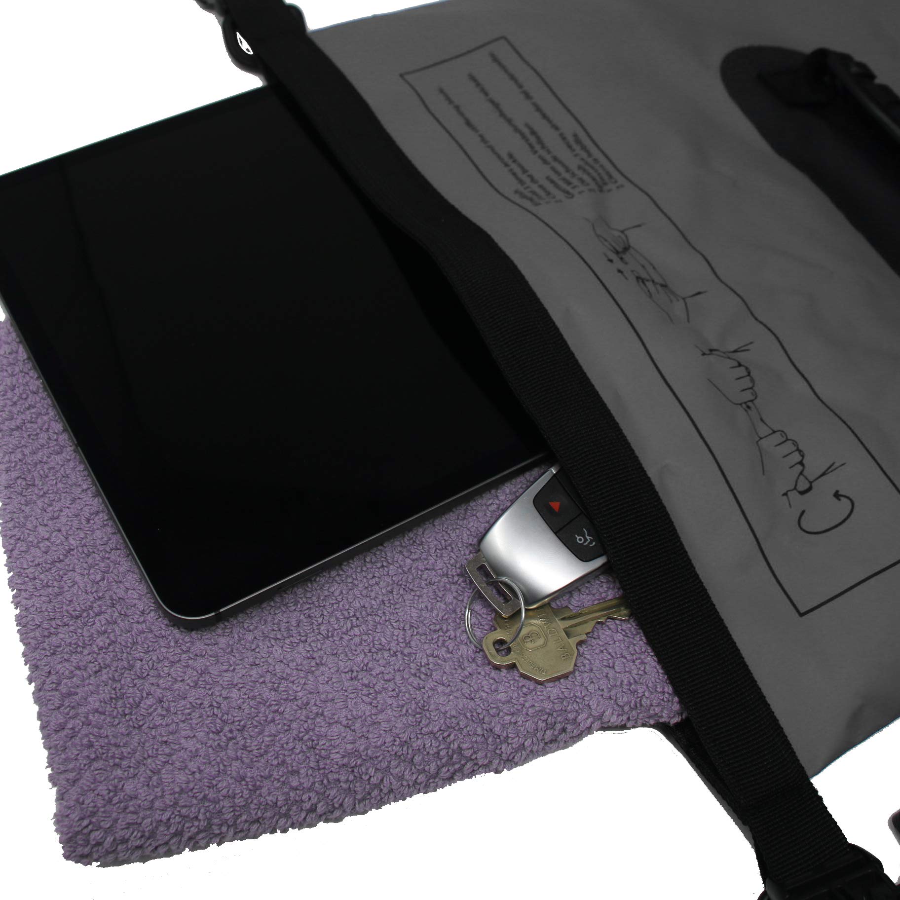 Ultra Waterproof Dry Bag with Easy Access Front Zippered Pocket, Side Pocket, Padded Shoulder Straps, and Grab Handle for All Water Sports, Includes IPX8 Waterproof Cellphone Case Pak (Gray, 40L)