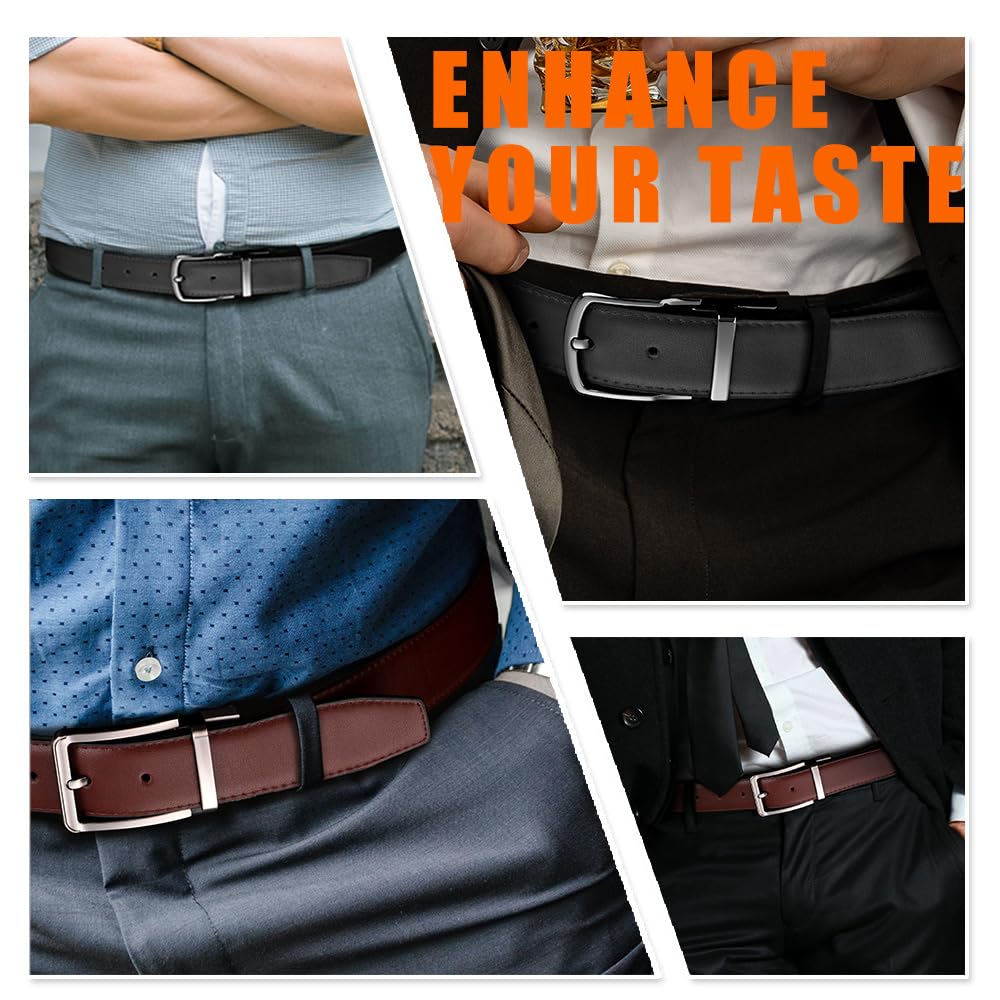 Xcdgiogw Mens Belt-Reversible Belts for Men,1.3" Wide Men's Casual Business Belts(Matte Buckle,46)