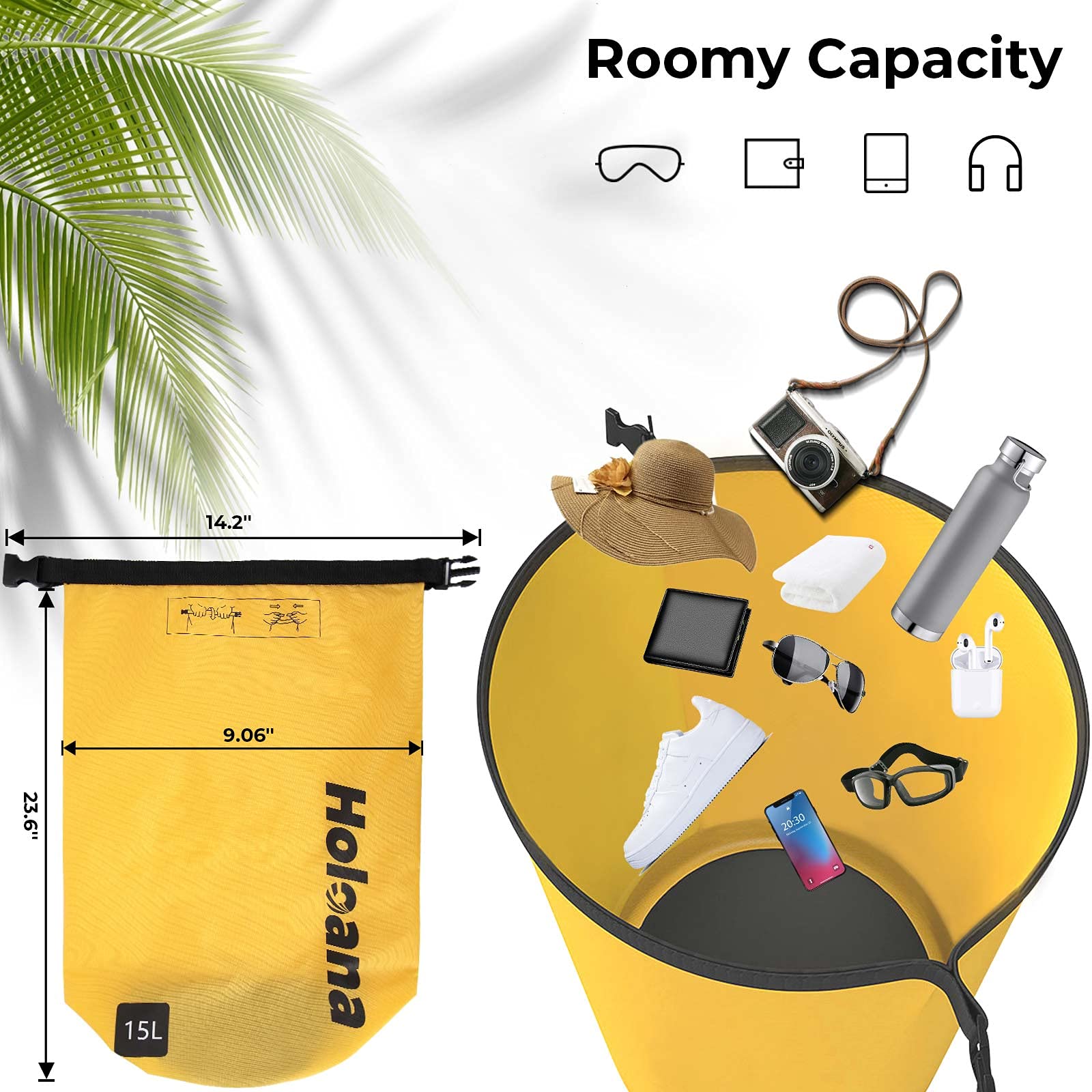 Waterproof Dry Bag 5L 15L, Small Dry Bag for Kayaking, Beach, Boating, Camping, Fishing, Floating by Holoana