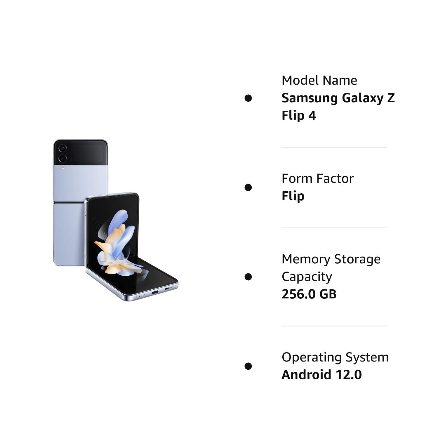SAMSUNG Galaxy Z Flip 4 Factory Unlocked SM-F721U1 256GB Blue (Renewed)