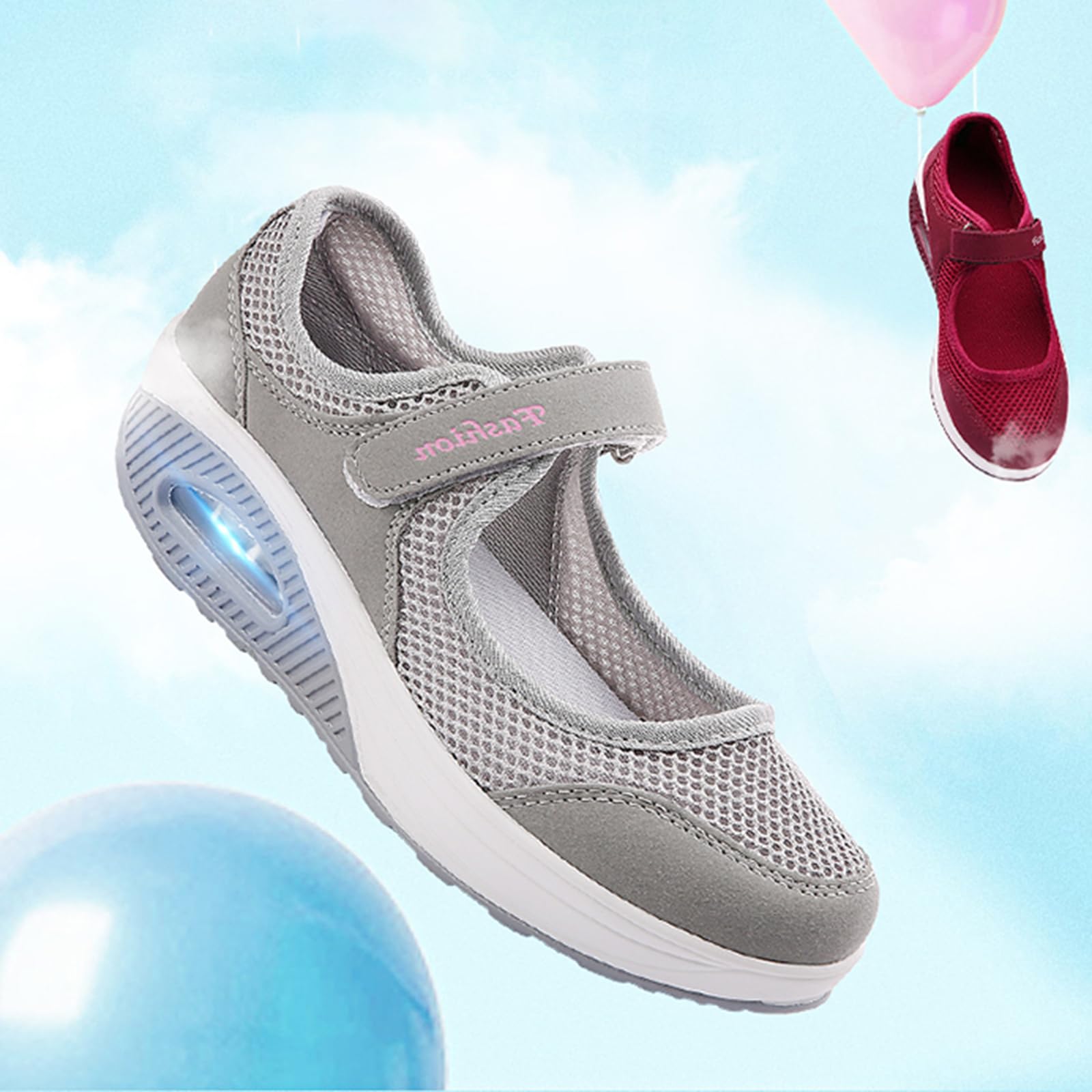Women's Comfortable Working Nurse Shoes Non-Slip Adjustable Breathable Walking Buffer Fitness Casual Nursing Orthotic Lightweight Shoes Arthritis Diabetes Heel Pain Grey