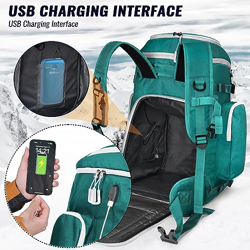 RESVIN Ski Boot Bag, 65L Durable Travel Backpack, 1680D Nylon Waterproof Snowboard Boot Bag, Skiing and Snowboarding Travel Luggage for Helmet, Goggles, Gloves, Outerwear & Accessories