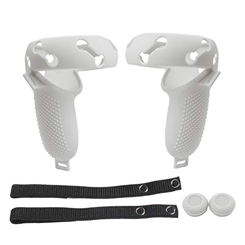 Touch Controller Grip Cove Case for Oculus Quest 2, Anti-Throw Handle Protective Sleeve with Controller Cover and Knuckle Strap(Gray White)