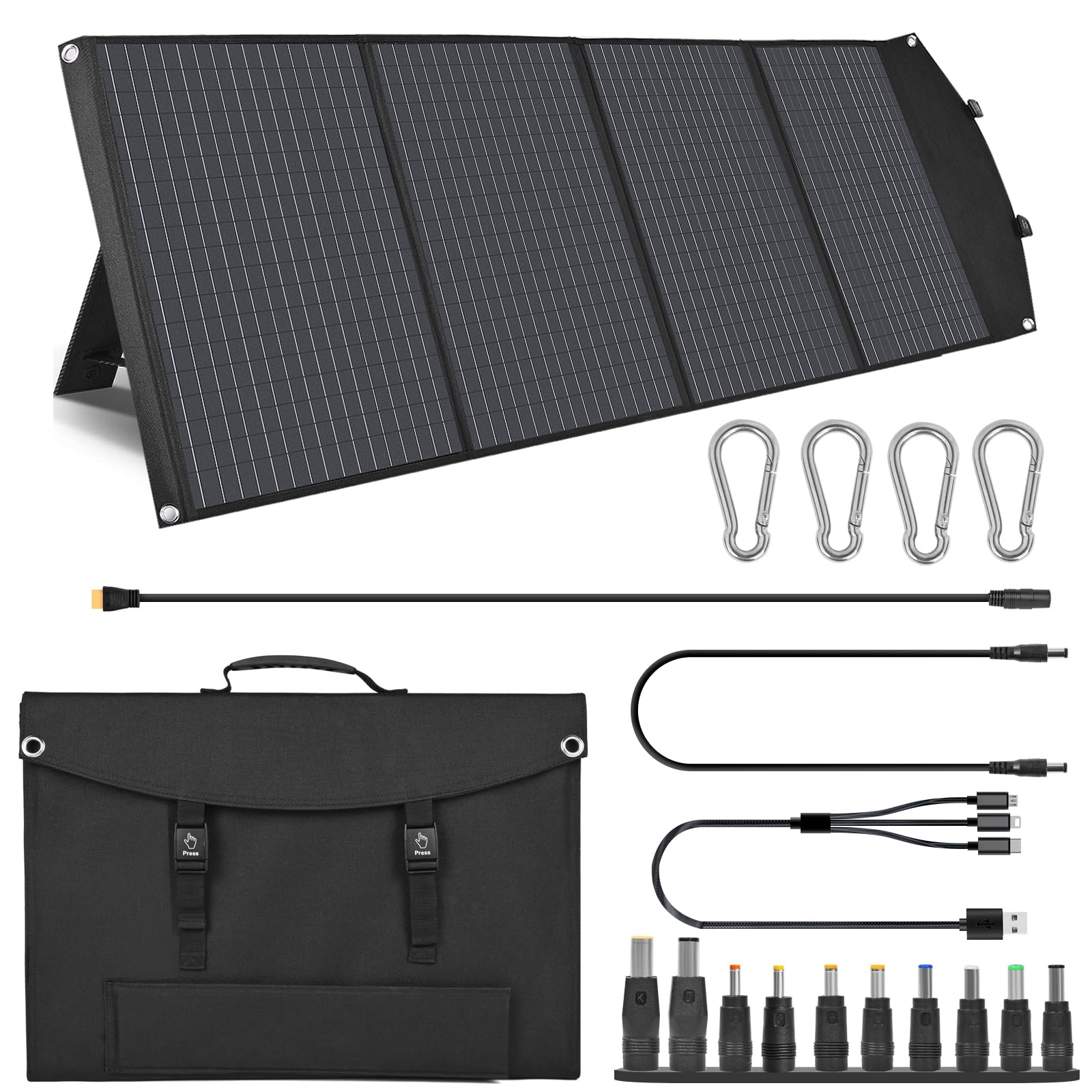 VOLT HERO 120W Portable Solar Panel for Power Station, Foldable 18V Solar Charger with 3 USB Outputs (PD 60W Included), IP67 Waterproof for Generators, Tablet, Off-Grid Road Trips, RV, Outdoor Camping