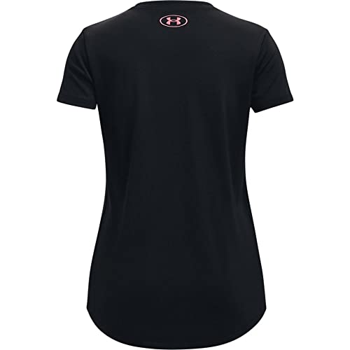 Under Armour Girls Tech Big Logo Short Sleeve T-Shirt, Black (001)/White, Youth Medium