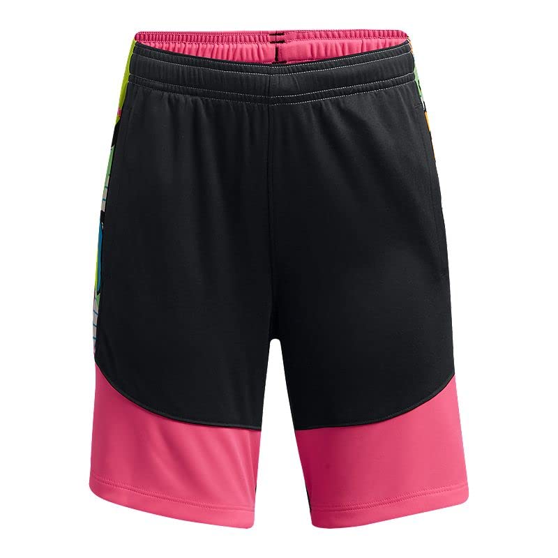 Under Armour Girls' Cool Supplies Shorts, Black (001)/Cerise, Youth Medium