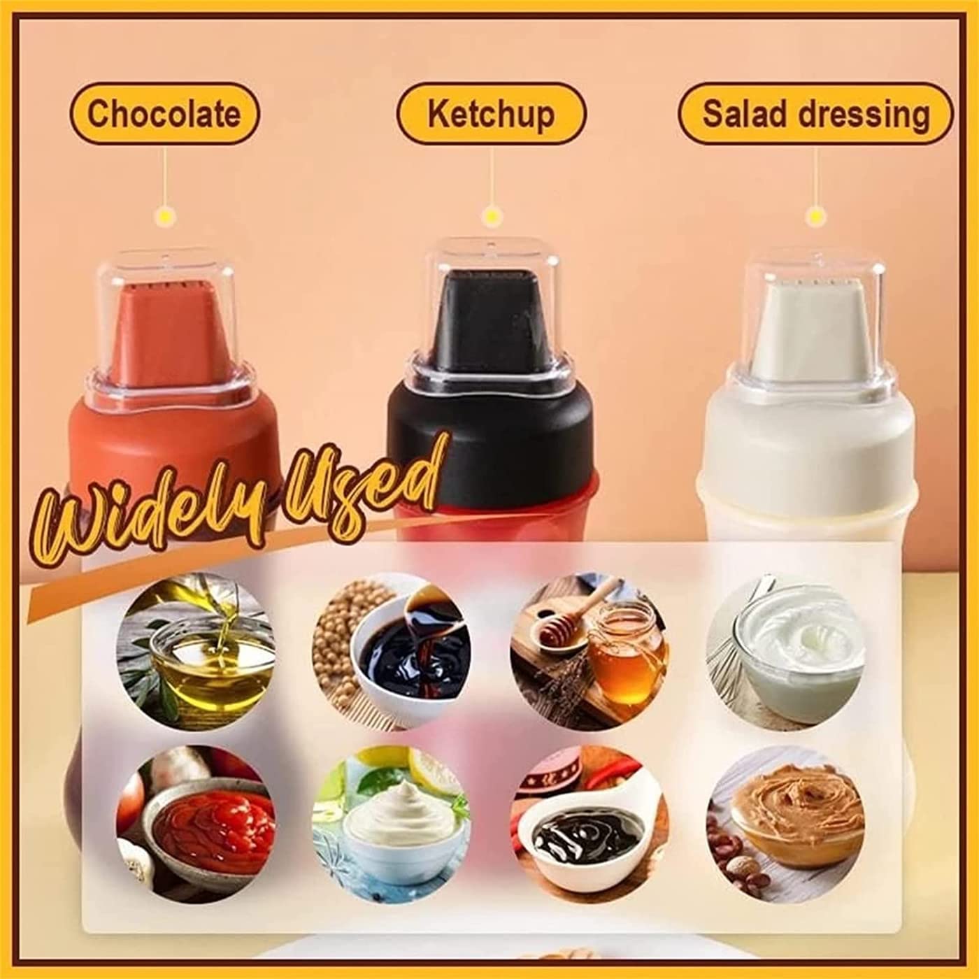YYYFEI 5-hole Sauce Squeeze Bottles with Lid,9.87oz/280ml Plastic Condiment Bottles for Ketchup Peanut Butter Ketchup Salad Dressing Mustard ,with Scale and Labels,3pcs