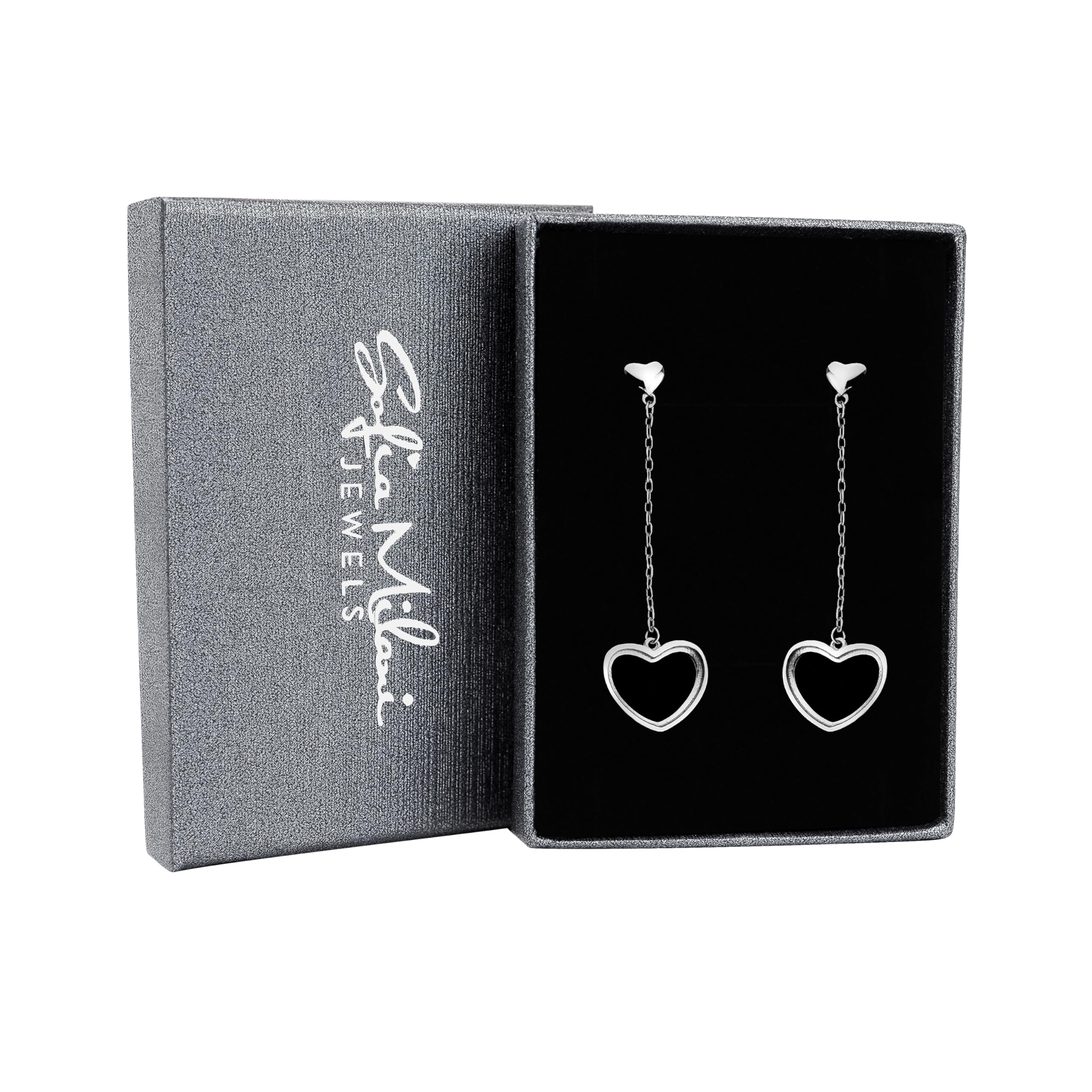SOFIA MILANI - Women's Earrings 925 Silver - Heart Dangle Earrings - 20529