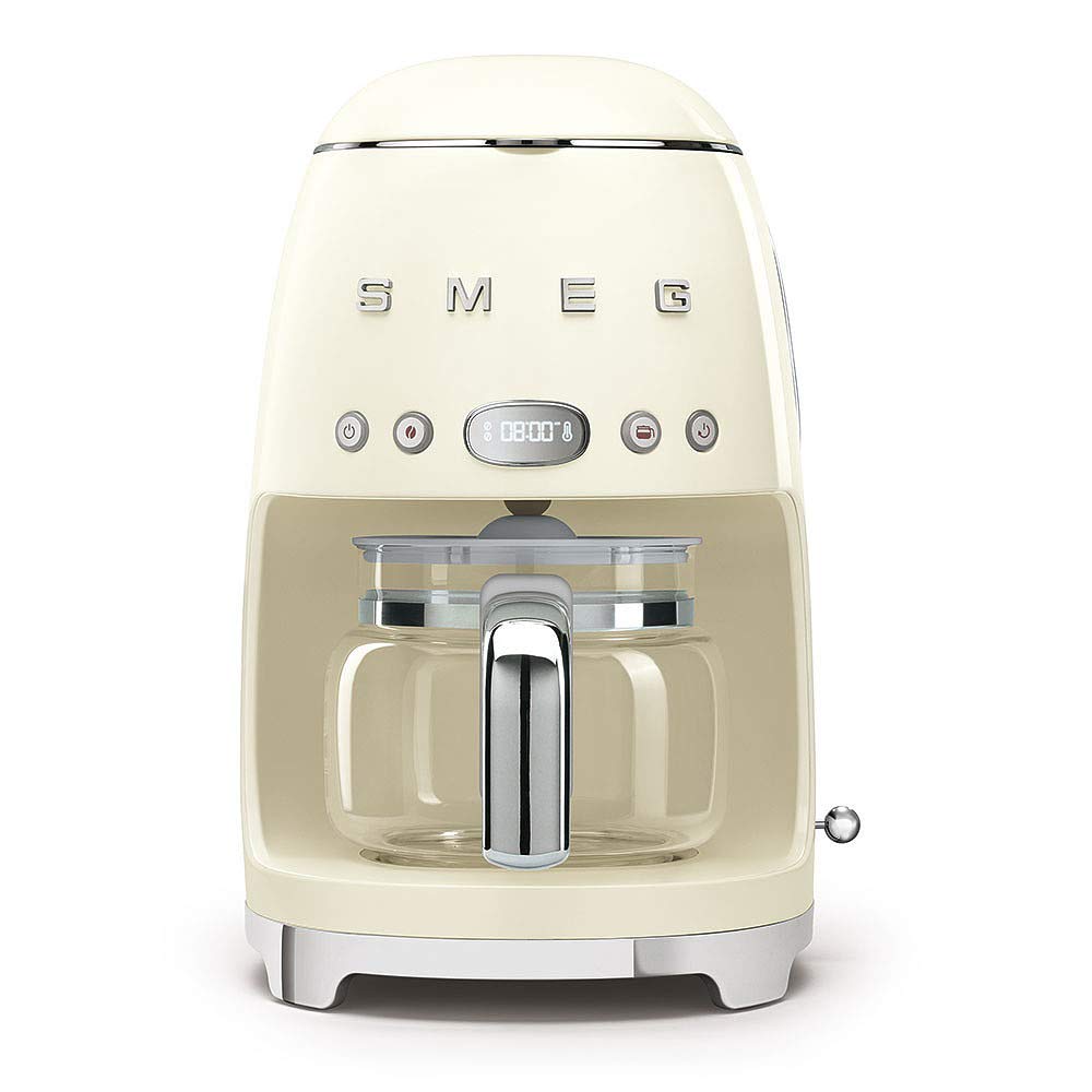 Smeg DCF02CRUK Drip Coffee Machine, Auto-Start Mode, Reuseable Filter, Digital Display, Anti-Drip System, Aroma Intensity Option, 1.4 Litre Tank, Cream