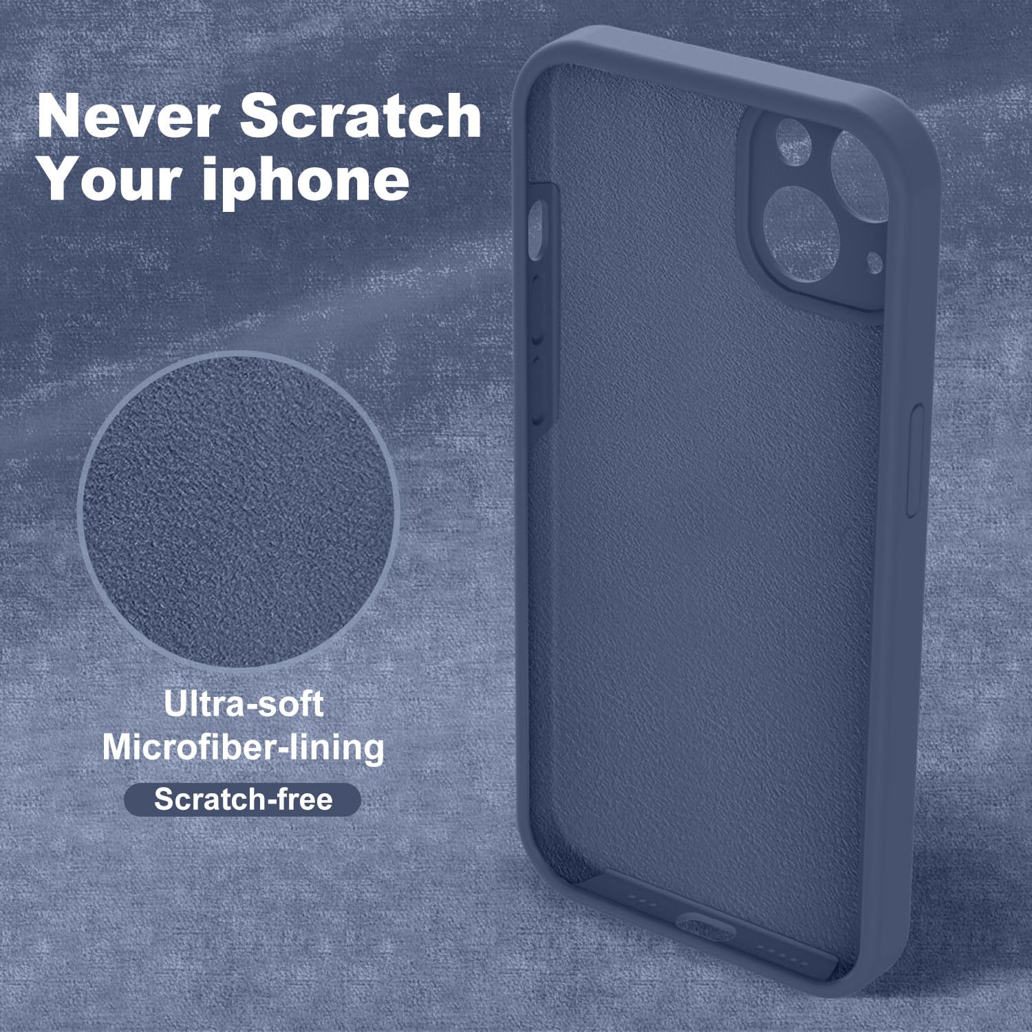 Vooii Compatible with iPhone 14 Case, Upgraded Liquid Silicone with [Full Cover Camera Protection] [Soft Anti-Scratch Microfiber Lining] Protective Phone Case for iPhone 14 6.1 inch - Navy Blue