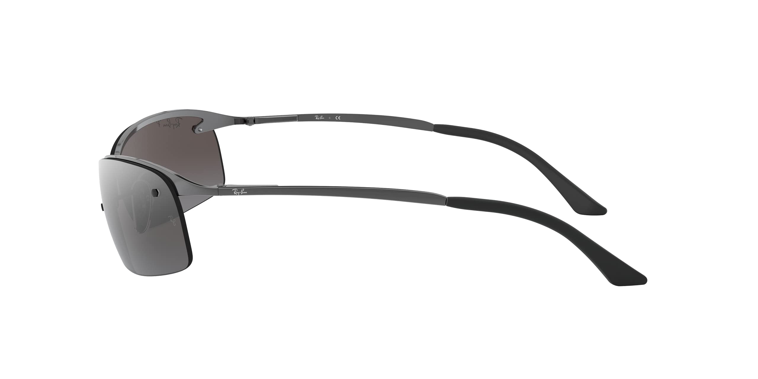 Ray-Ban Men's RB3183 Rectangular Sunglasses, Gunmetal/Polarized Grey Mirrored Gradient Silver, 63 mm