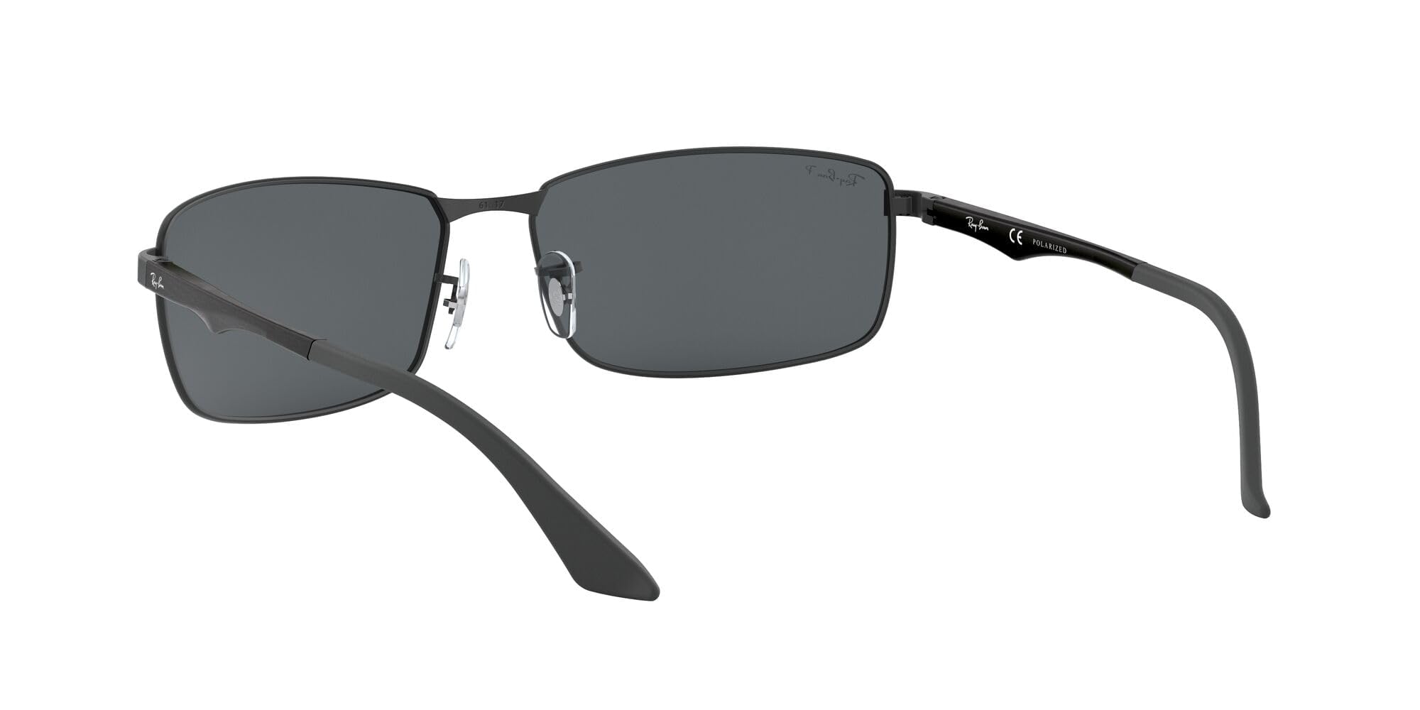 Ray-Ban Men's RB3498 Rectangular Sunglasses, Matte Black/Polarized Grey, 64 mm