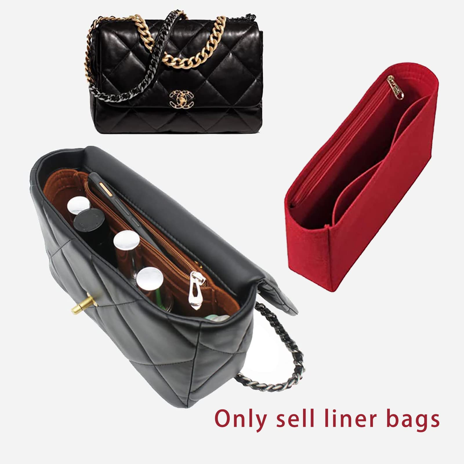 Xilkoze Bag Organizer Insert Slim,Purse Organizer Insert for Handbags,for Chanel 19 Packs Inner Bladder Bag Storage Finishing Bag Leboy Inner Bladder Bag