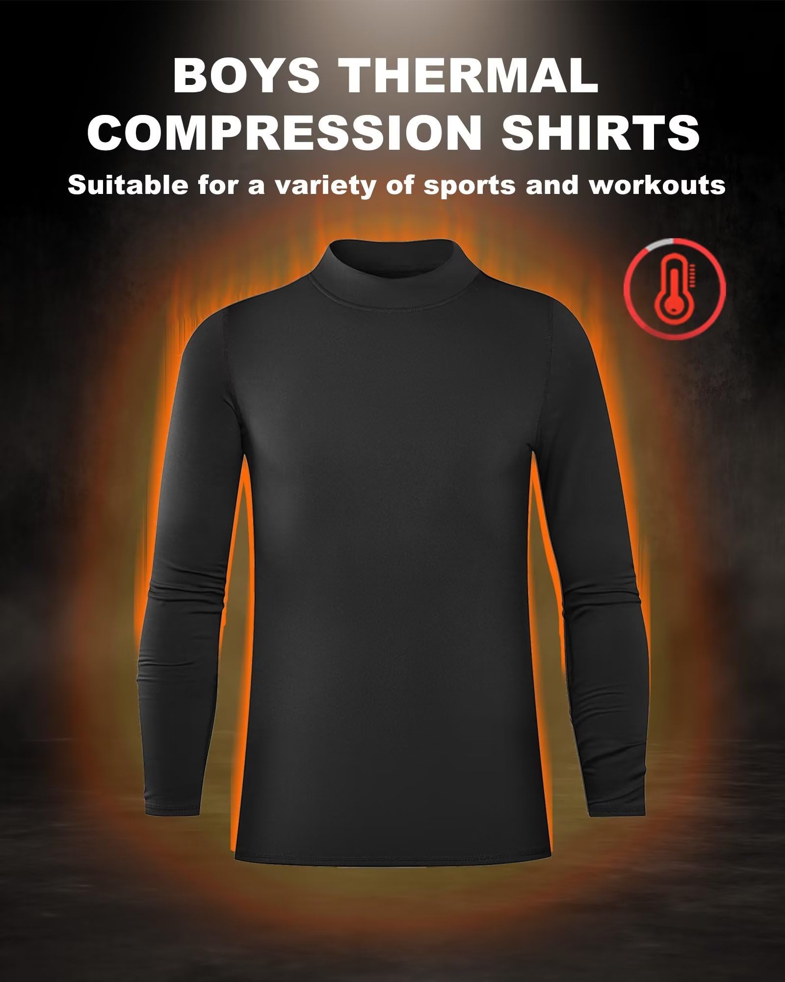 Rolimaka 3 Pack Boys' Girls' Thermal Compression Shirt Crew Neck Fleece Lined Base Layer Top Youth Long Sleeve Athletic Soccer Baseball Undershirt XS