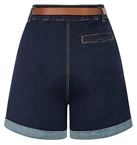 Women's Denim Shorts Blue Jean Shorts Mom Shorts Stretchy Denim Hot Short (Deep Blue 682,XL)