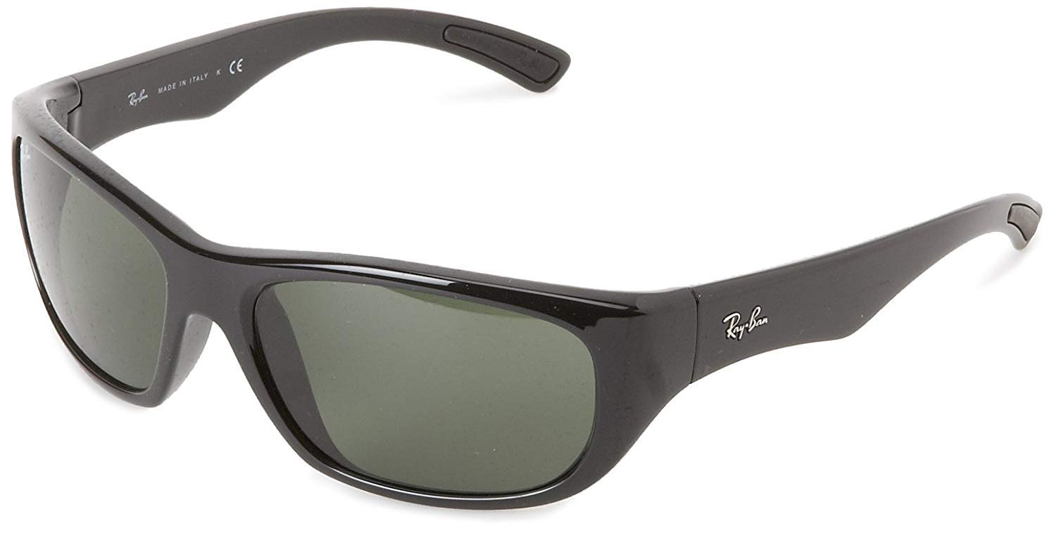 Ray-Ban Men's RB4177 Rectangular Sunglasses, Black/CRYstal Green Polarized, 63 mm