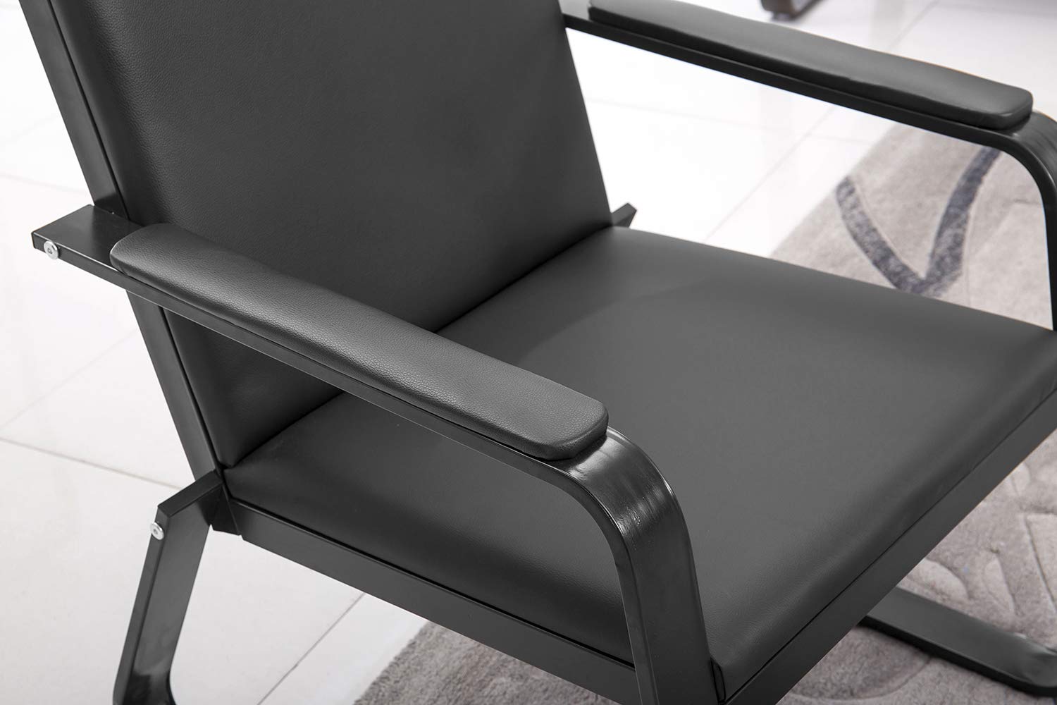 walnest 3PCS 5 Seats Office Reception Chair Set PU Leather Waiting Room Bench Visitor Guest Sofa Airport Clinic 2x1-seat and 1x3-seat