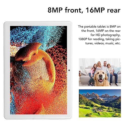 UPQRSG 10.1 Inch Tablet for 10, 6GB 128GB Tablets with 8800Mah, 1960X1080 IPS HD 8MP 16MP Camera, 10 Core Processor 2.4G 5G Dual Band WiFi, Gold Tablet 100‑240V(US)