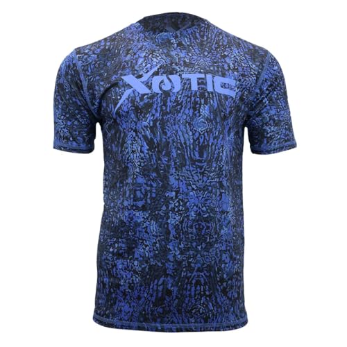 Xotic Camo Short Sleeve Men's Performance Shirt Blue Water L