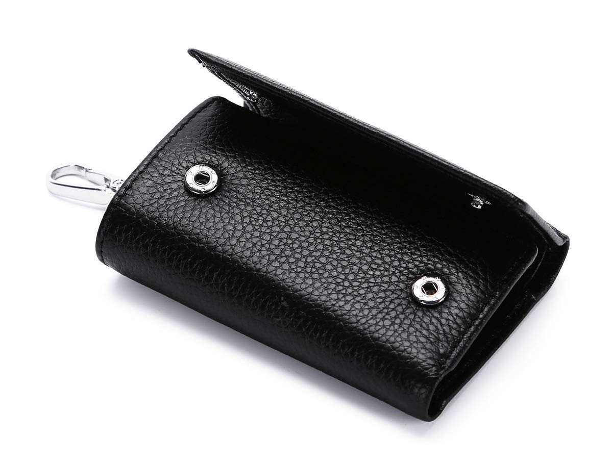 RuoFeng Keychain Key Holder Ring with 6 Hooks Snap Closure (Black)