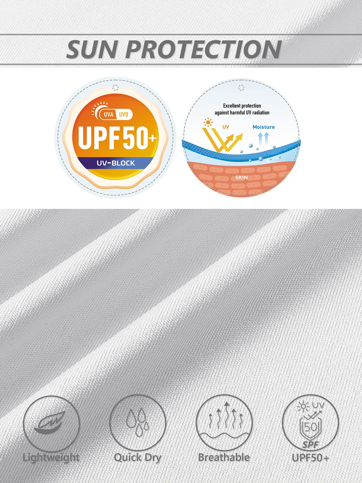 TACVASEN Women's UV Protection Shirts Athletic Sun Shirts UPF 50+ Workout Shirts Short Sleeve White T Shirts for Women