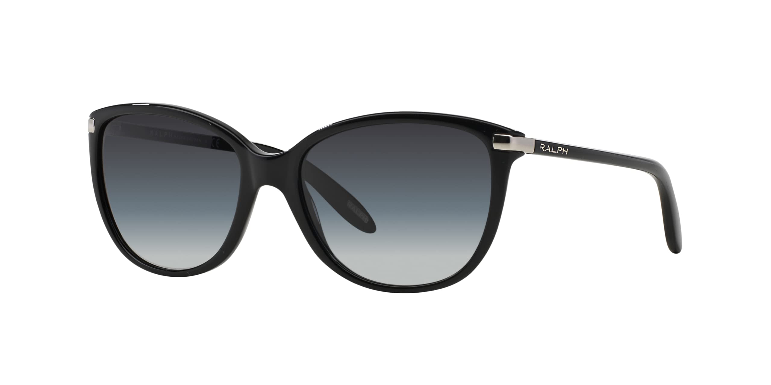 Ralph Lauren RA 5160 109013 Shiny Black on Nude Plastic Cat-Eye Sunglasses Brown Gradient Lens