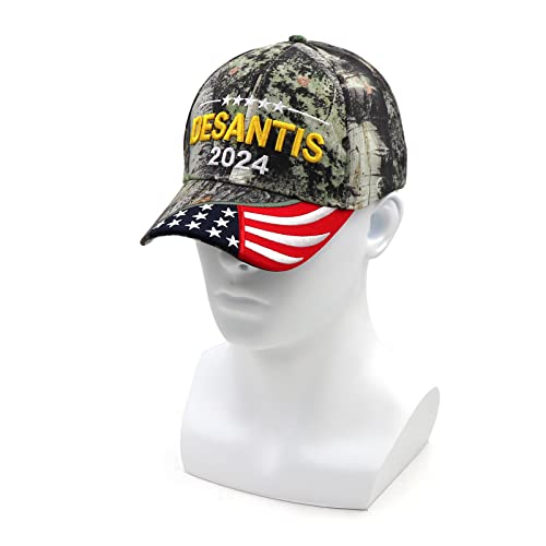 Xsysmile Unisex Baseball Cap Desantis 2024 Cap USA Flag Baseball Caps Snapback President Hat (Black)