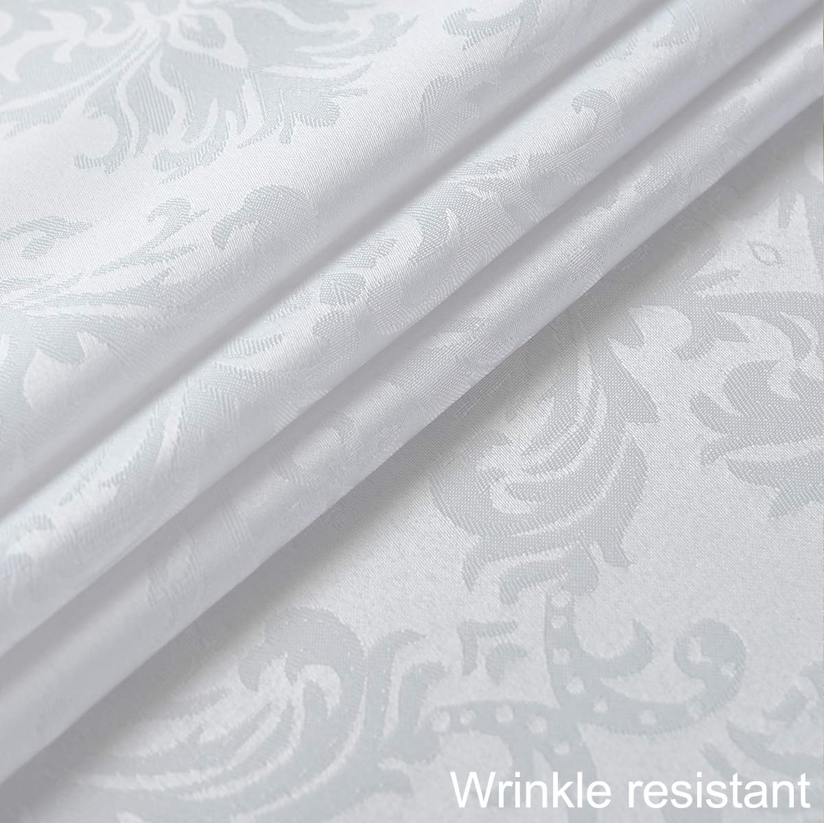Rectangle Table Cloth - 52 x 70 Inch White Jacquard Tablecloths Damask Design Spillproof Wrinkle Resistant Shrinkproof Soft Tablecloth Polyester Oblong Table Cover for Kitchen Dinning Party Tabletop