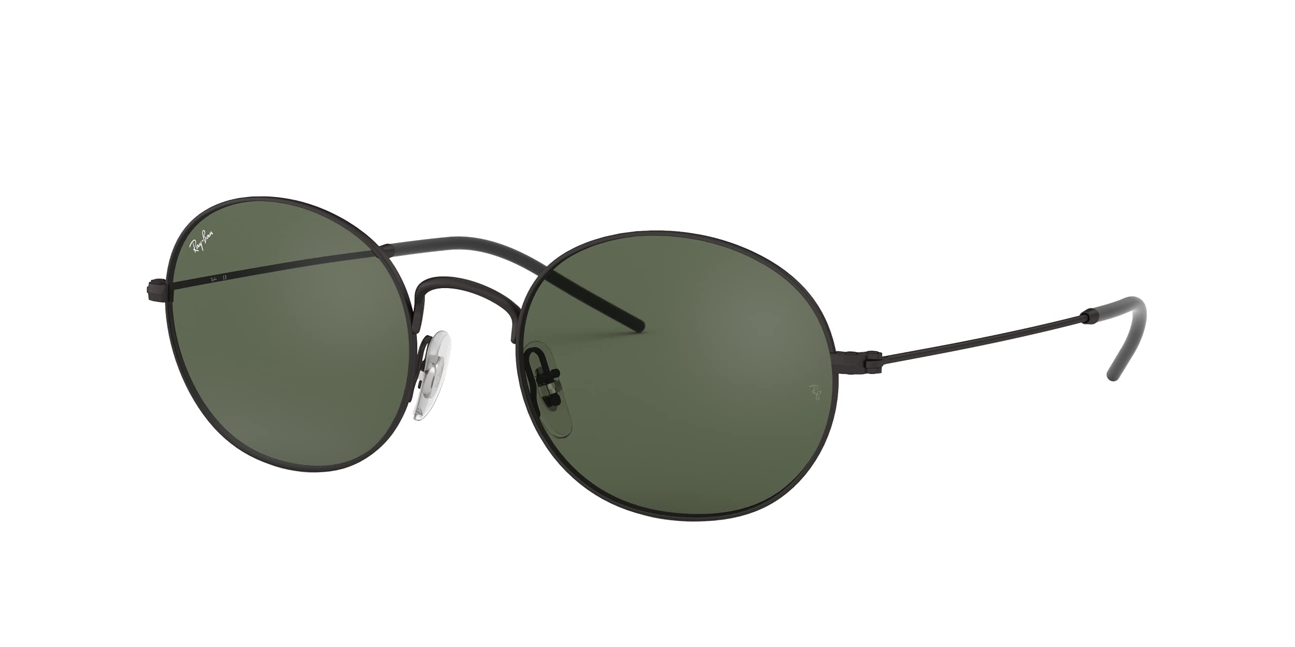 Ray-Ban Rb3594 Beat Oval Sunglasses, Rubber Black/Dark Green, 53 mm