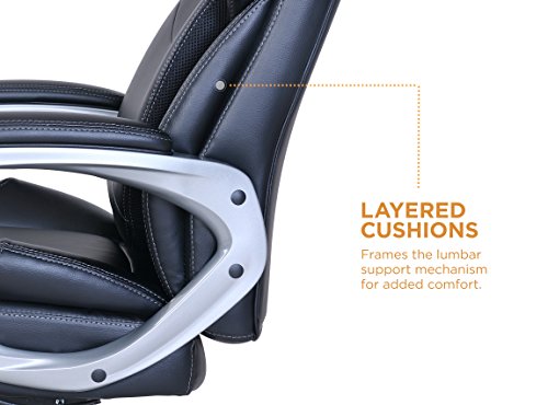 Serta My Fit Executive Office Adjustable Ergonomic Chair with Layered Cushions, Bonded Leather, 360 Motion Support, Black