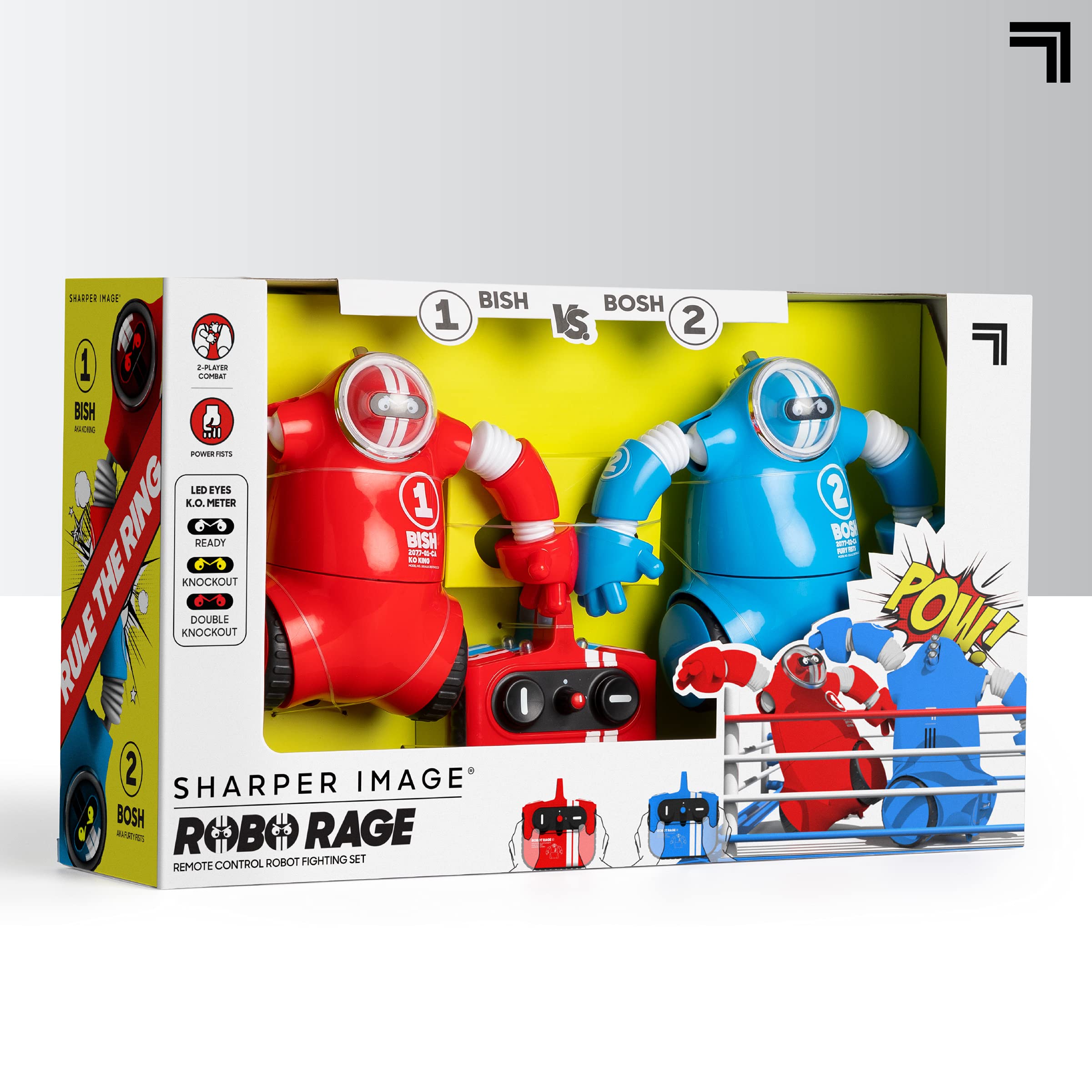 Sharper Image® Robo Rage Remote Control 2-Player Robot Fighting Set, Wireless Boxing Robots for Kids & Family, Fun Electronic Wrestling Toy with LED Lights & Sound Effects, Battle Activity Game