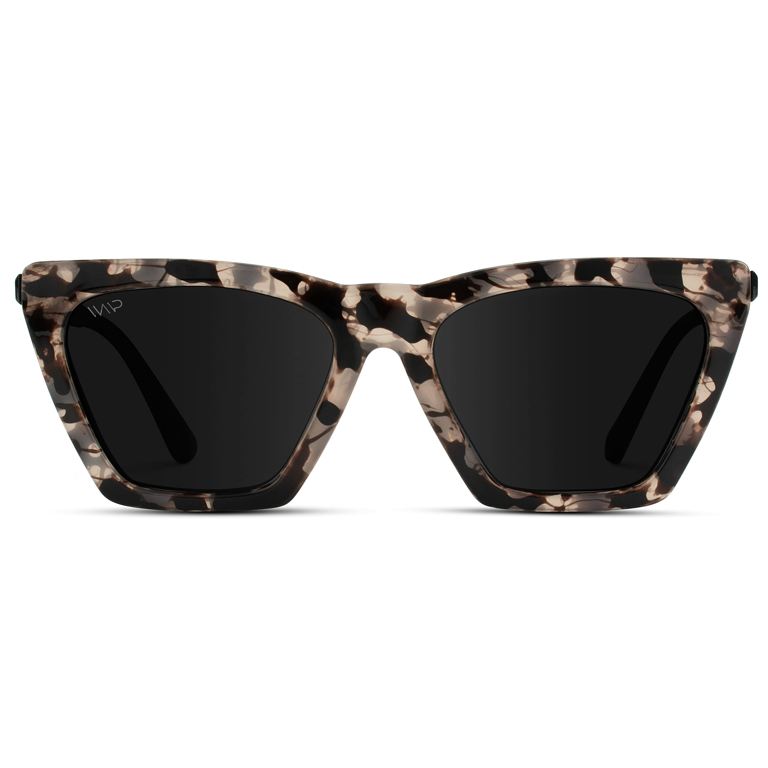 WearMe Pro WMP Eyewear - Square Cat Eye Shape Metal Frame Fashion Polarized Mirrored Sunglasses (Tortoise/Black Lens)