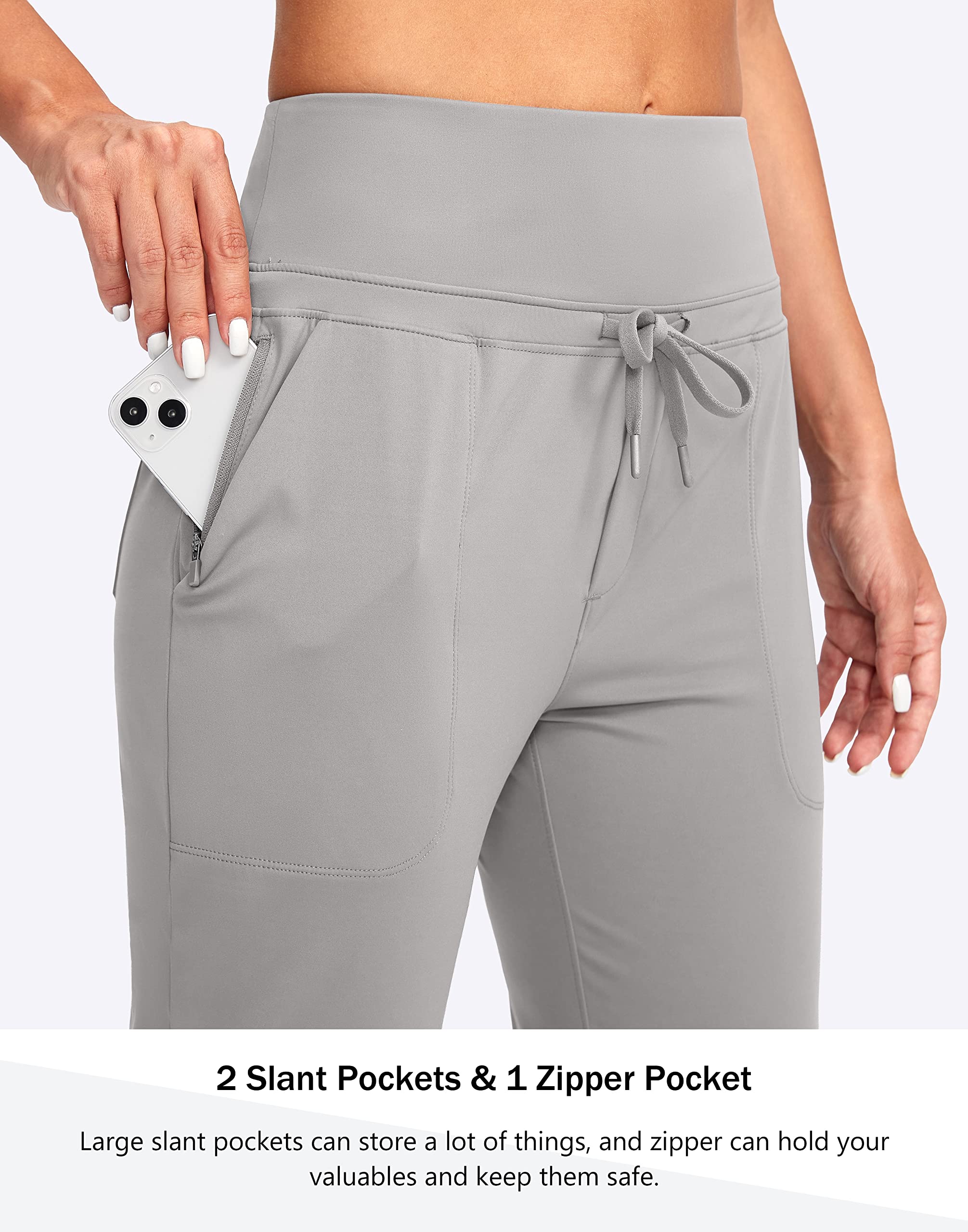 Women's Joggers High Waisted Athletic Sweatpants with Zipper Pockets Tapered Workout Lounge Pants for Women(Light Grey, XS)