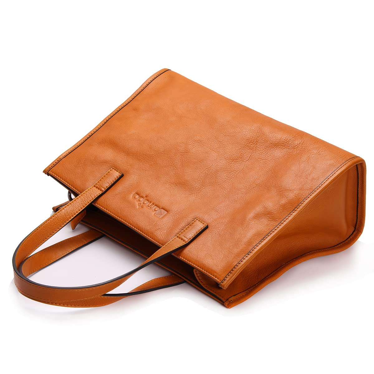 Women's Leather Handbags Shoulder Tote Organizer Top Handles Crossbody Bag Satchel Designer Purse (Brown)
