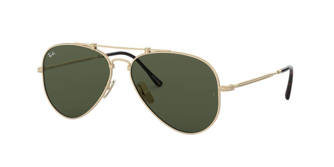 Ray-Ban Rb8125 Titanium Aviator Sunglasses, Demi Gloss Antique Gold/Grey, 58 mm