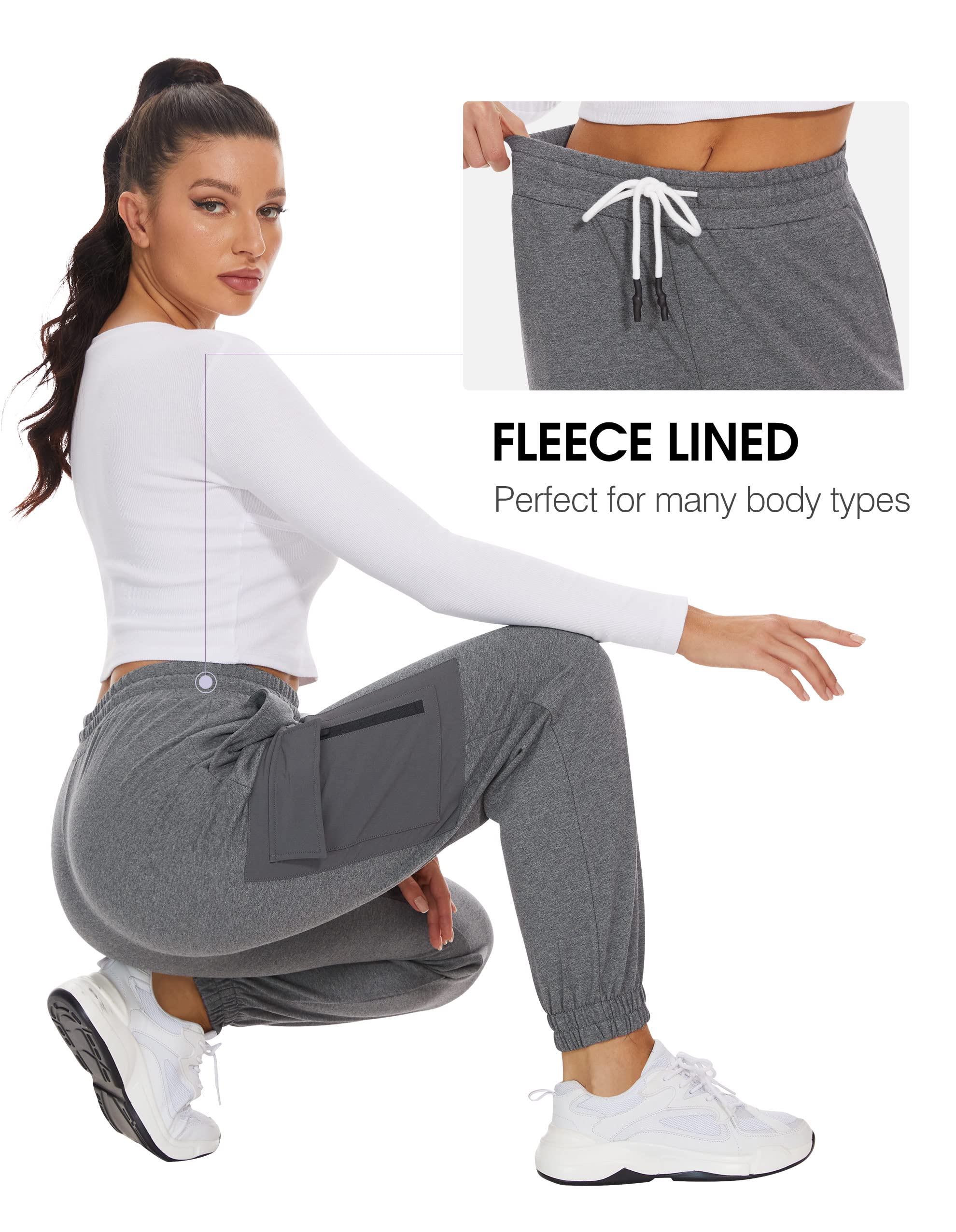 Women's Loose Cargo Sweatpants Pockets Sporty Gym Athletic Fit Jogger Pants Yoga Lounge Grey