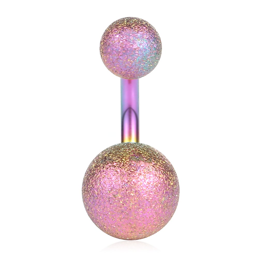 Ruifan 4PCS 14G 6mm 1/4 Inch 316L Surgical Steel Crystal Ferido CZ Short Belly Earring Navel Button Rings Set - Rainbow