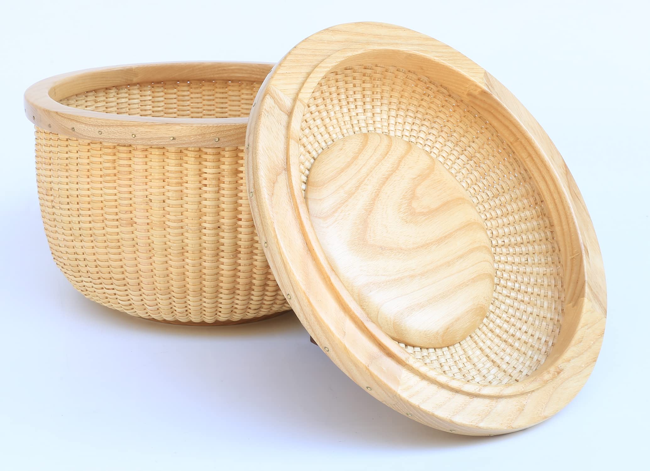 Teng Tian lidded home storage Rattan Handicrafts Casual Style Circular Basket rattan baskets for organizing sewing kits for adults