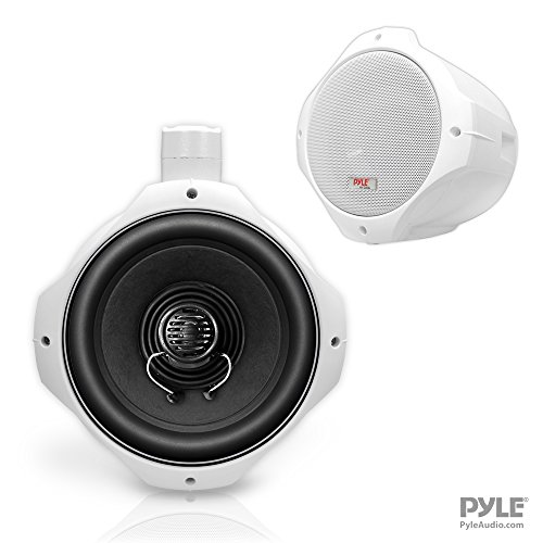 Pyle Waterproof Marine Wakeboard Tower Speakers - 8in Dual Subwoofer Speaker Set and 1β Tweeter with 300 Watt Power - 2-way Boat Audio Stereo System with Mounting Bracket - 1 Pair - Pyle PLMRW85