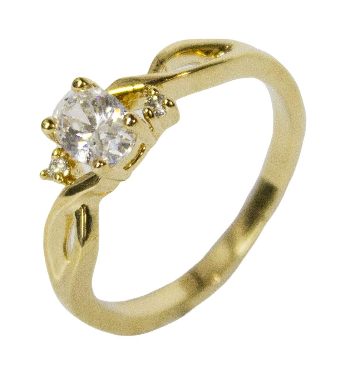 RS Covenant Women's 18 Kt Gold Plated Dress Ring Oval Cut CZ 113 (6)