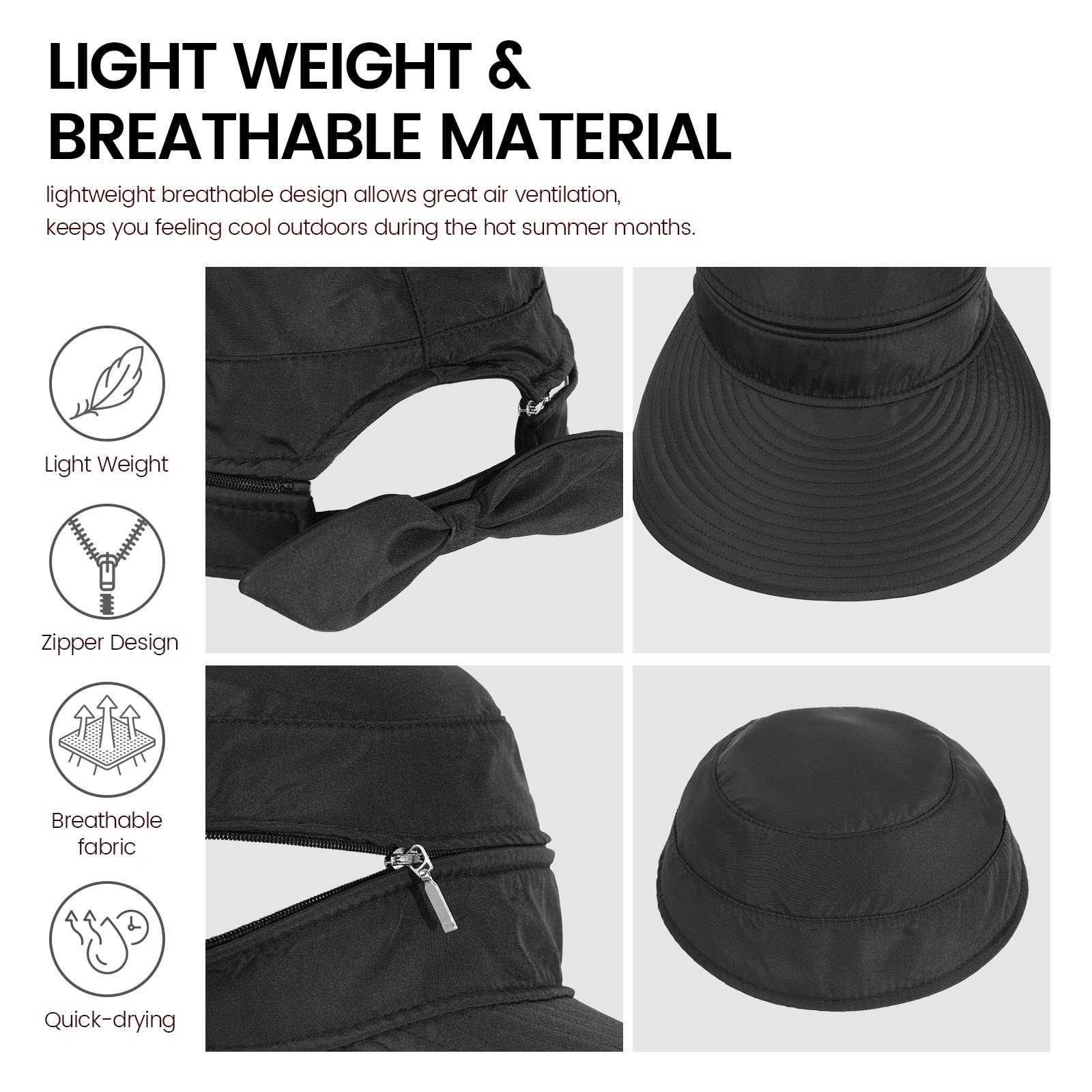 Simplicity Women's Sun Hats Sun Visor Hats Women Large Brim Summer UV Protection Beach Cap Womens Visor Ponytail Hat Blue