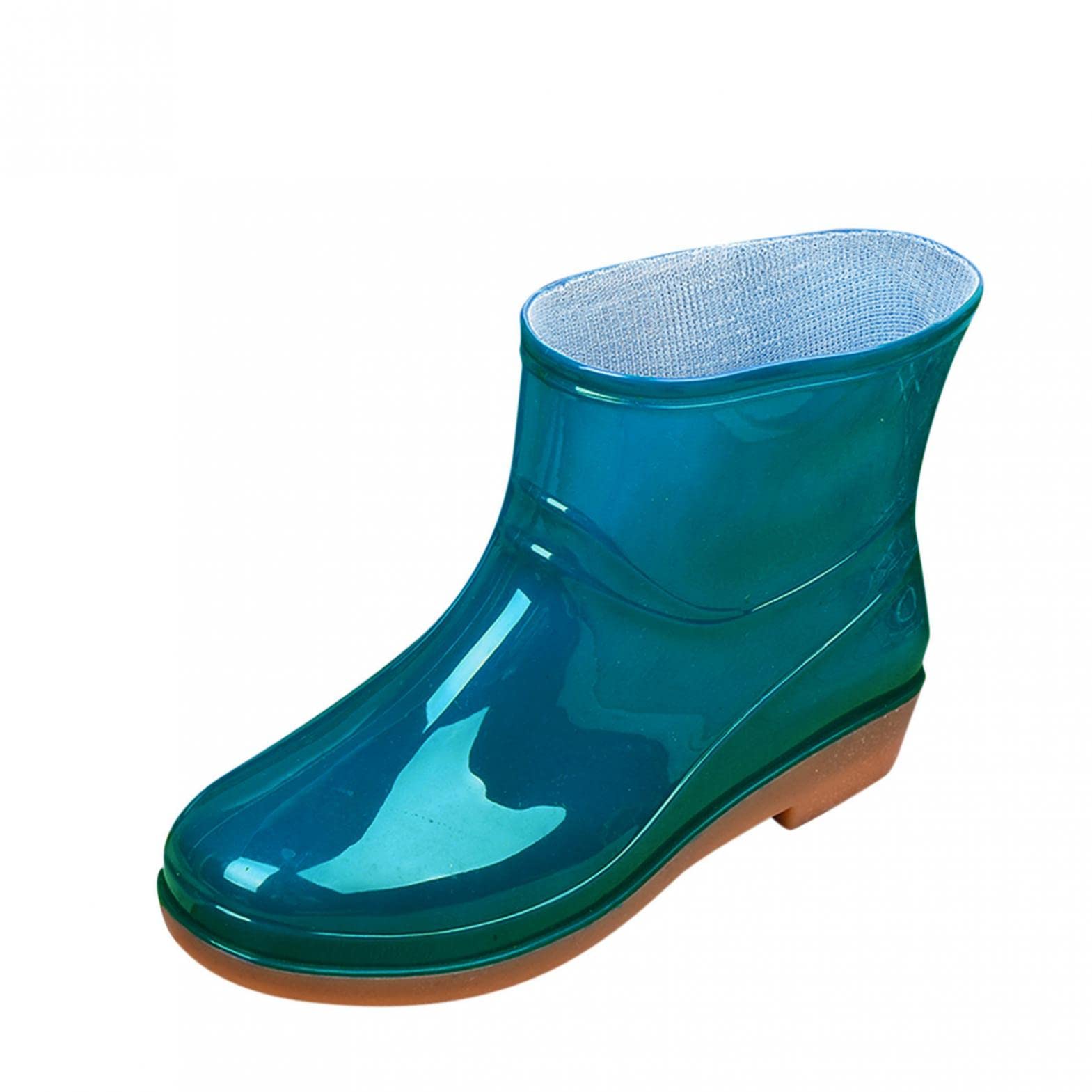 Xudanell Womens Boots Summer Rain Boots Rubber Sole Waterproof Water Shoes Ankle Boots No Heel Rainy Flat Booties for Women Blue