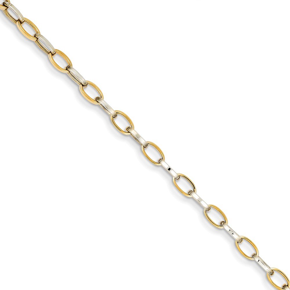 Solid 14k Gold Two-Tone Polished Open Link Bracelet