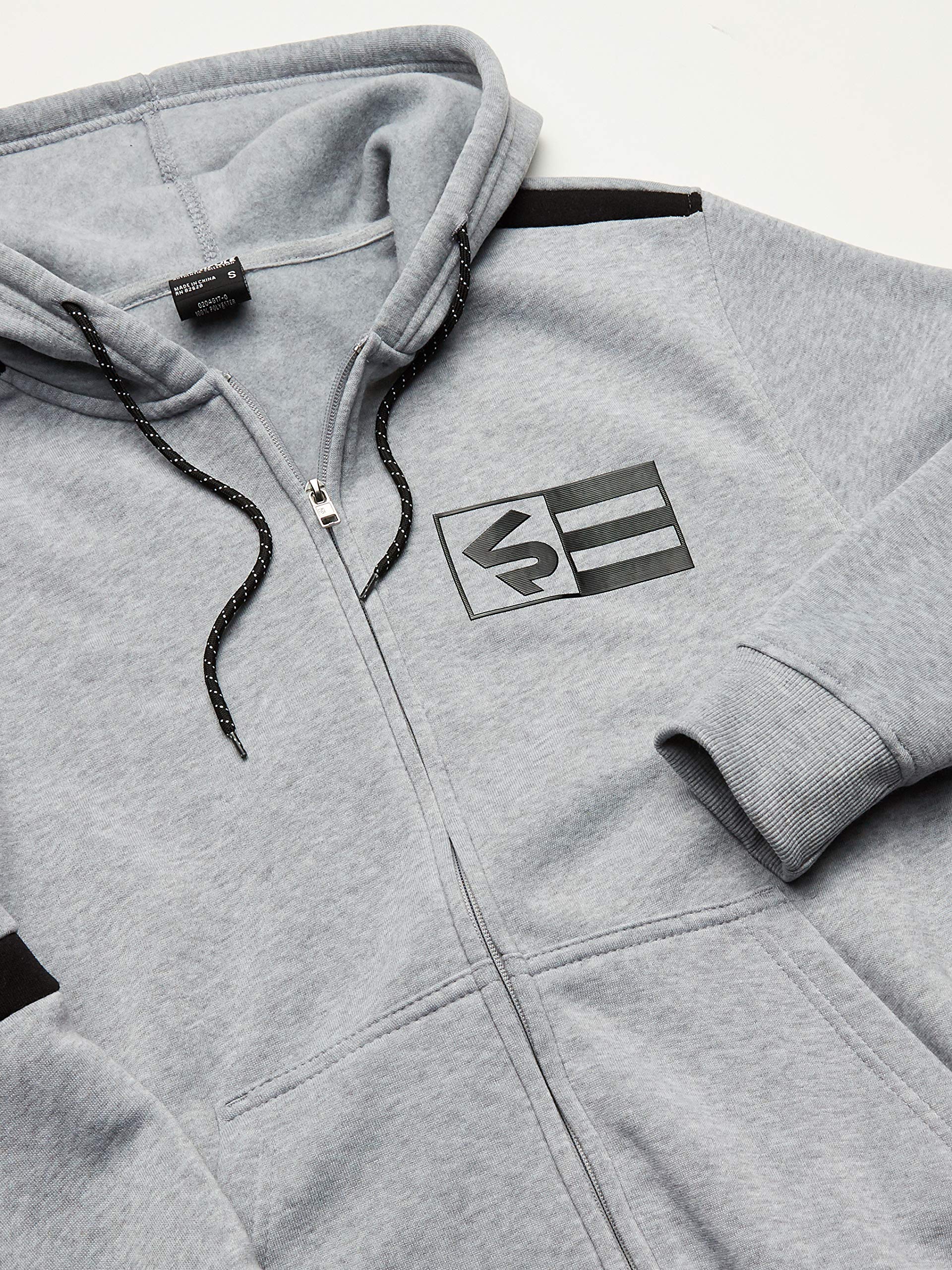 Southpole Men's Fleece Full Zip Sweatshirt, Heather Grey Welding, Small
