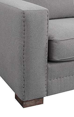 Serta Hemsley Contemporary Upholstered Sofa with Nail Detailed Trim, Modern Living Room Fabric Couch, Track Arm, 81", Soothing Pewter