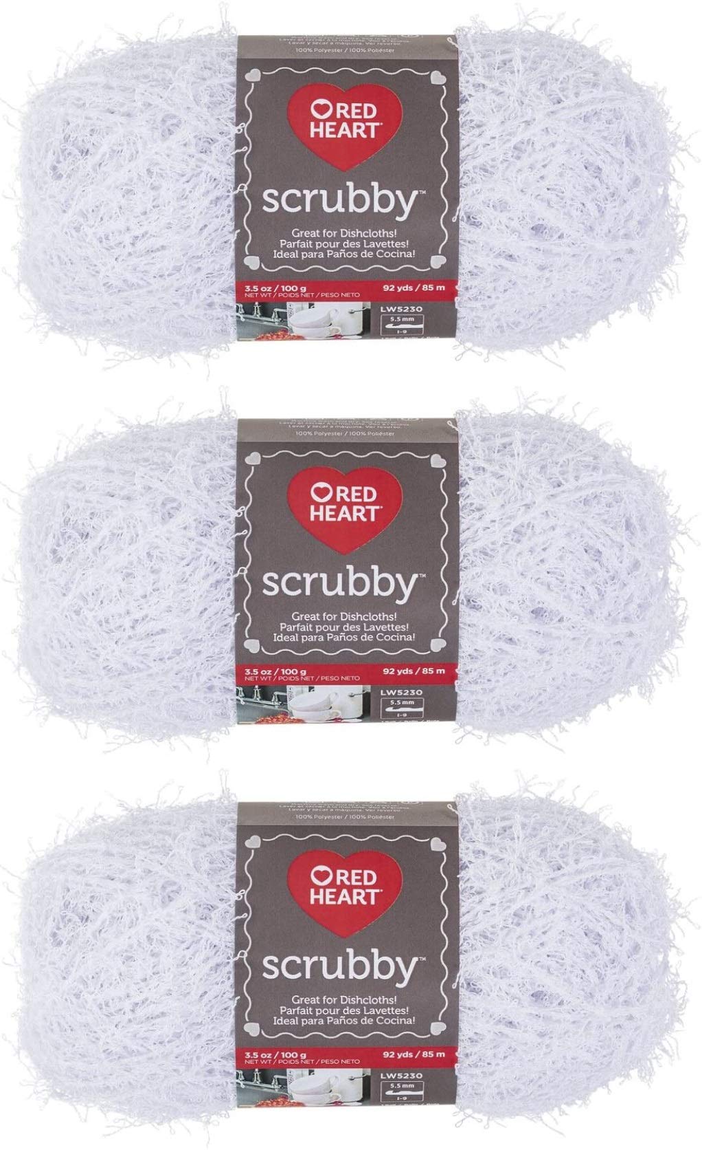 Red Heart Scrubby Yarn (3-Pack) Coconut E833-10
