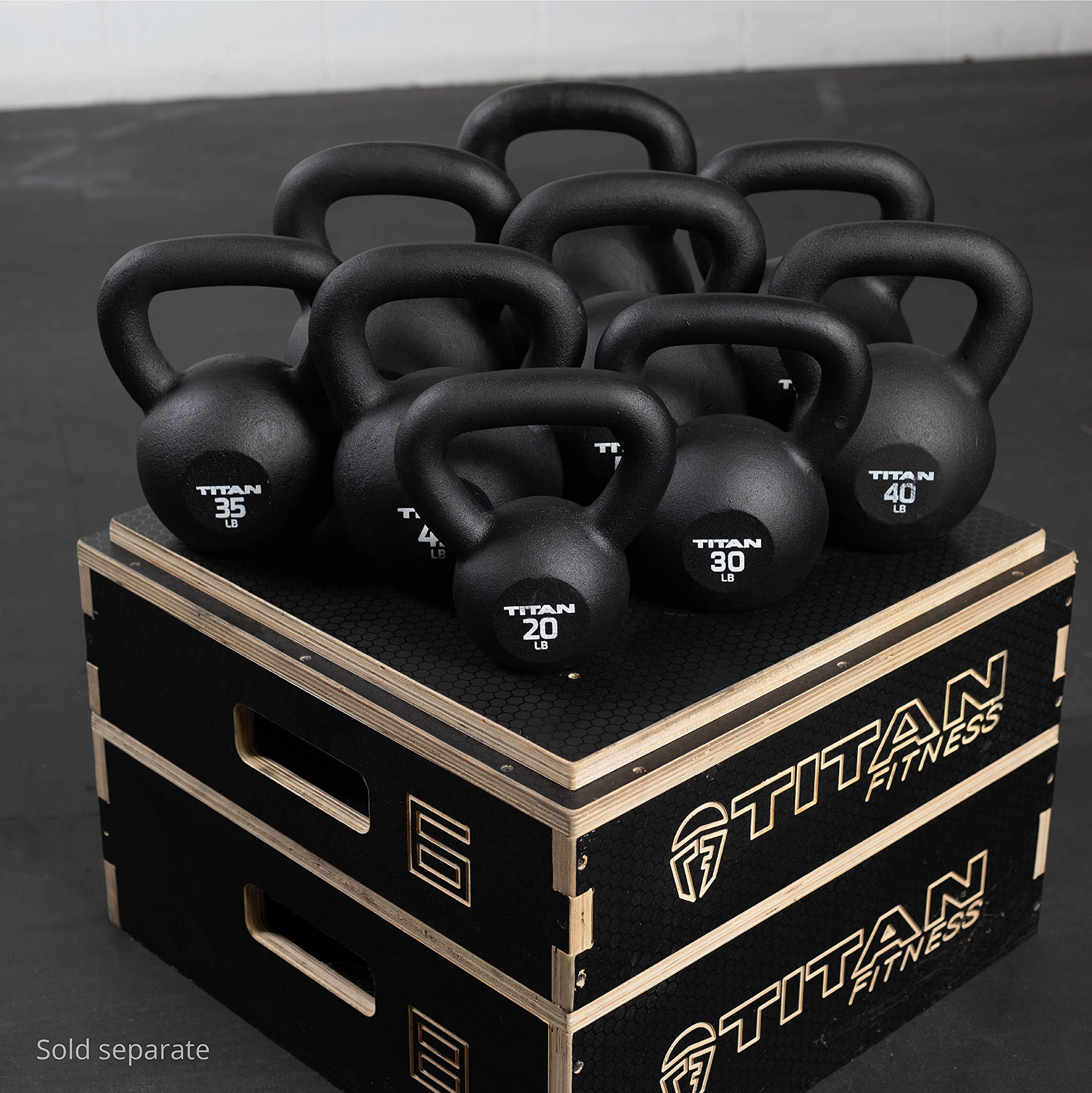 Titan Fitness 50 LB Cast Iron Kettlebell, Single Piece Casting, LB Markings, Full Body Workout