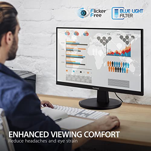 ViewSonic VS2247-MH 22 Inch 1080p Monitor with 75Hz, FreeSync, Thin Bezels, Eye Care, HDMI, VGA Inputs for Home and Office